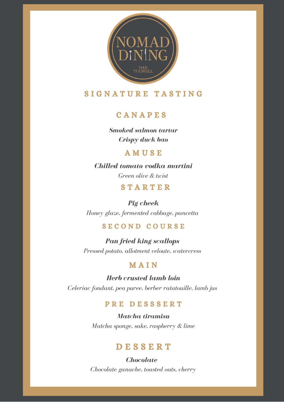 Private Dining & Catering Sample Menu | North Devon