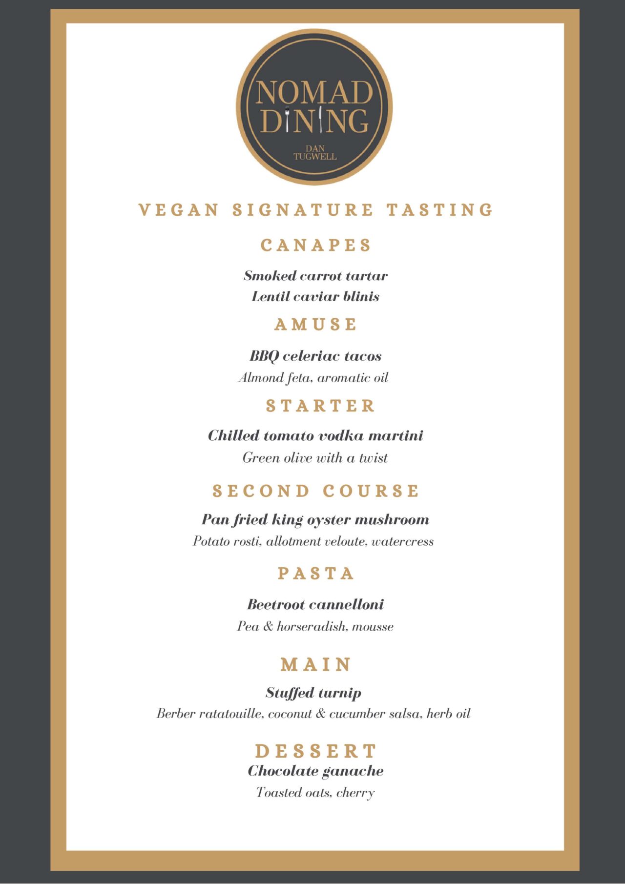 Private Dining & Catering Sample Menu | North Devon